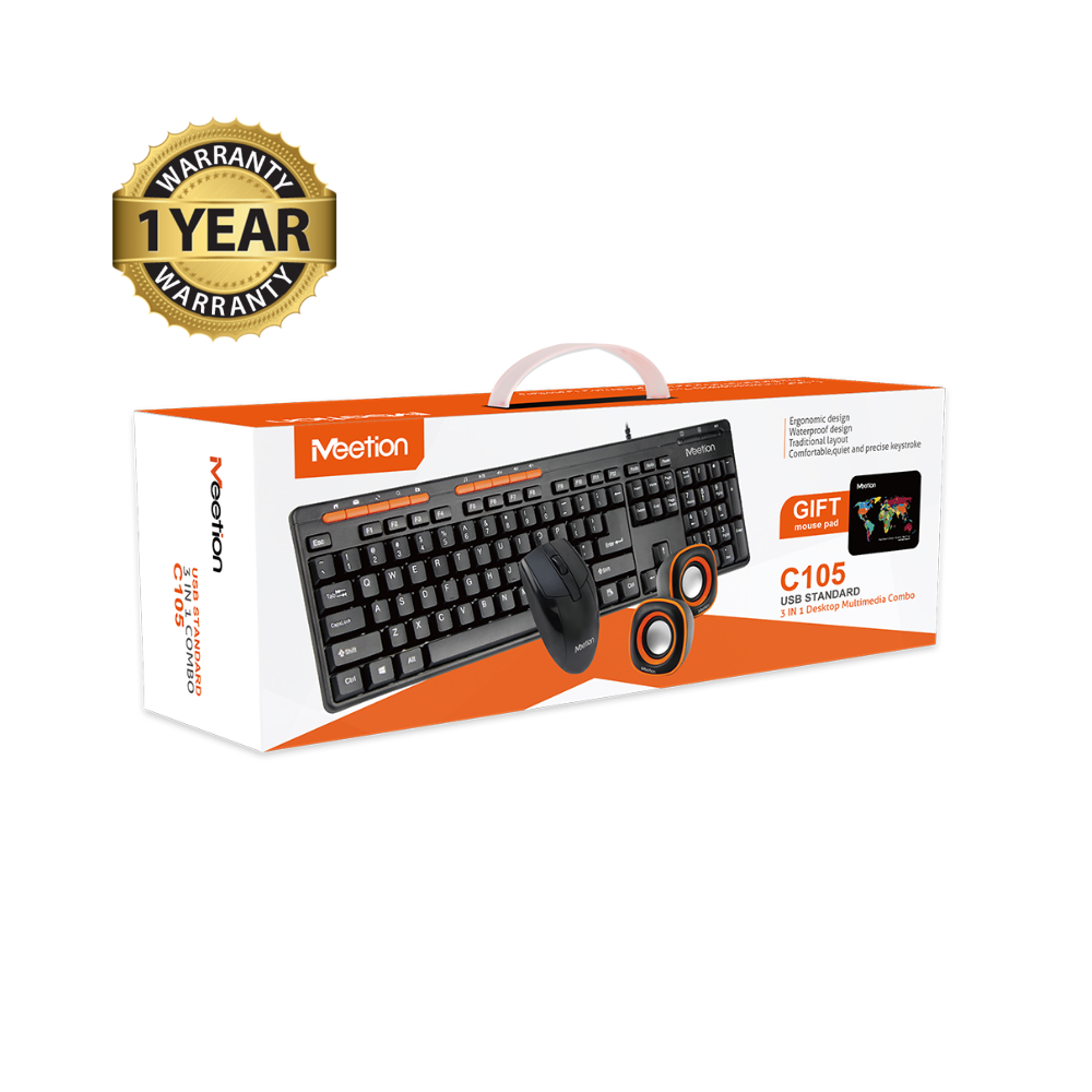 Meetion C105 Wired 3 IN 1 Combo (MOUSE, KEYBOARD & MULTIMEDIA SPEAKER ...